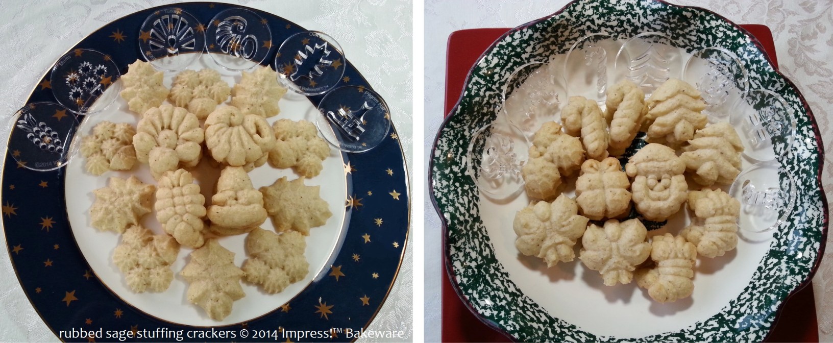 Rubbed Sage Holiday “Stuffing” Crackers – creative cookie press