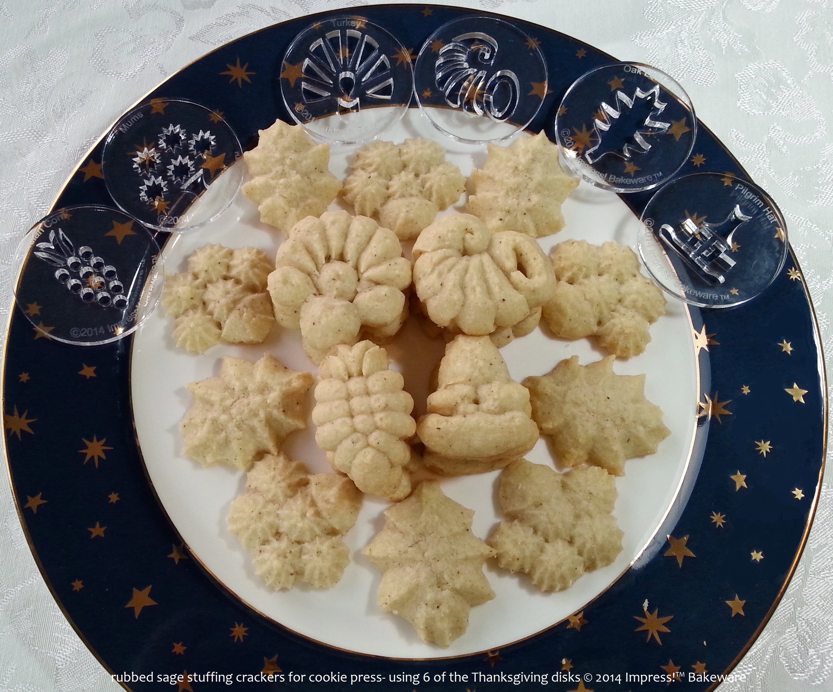 Rubbed Sage Holiday “Stuffing” Crackers – creative cookie press