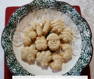 Rubbed Sage Holiday “Stuffing” Crackers – creative cookie press