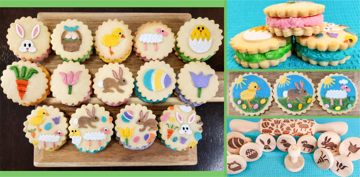 Embossed & Stamped Easter Cookies- with Buttercream & Coconut Sandwich ...